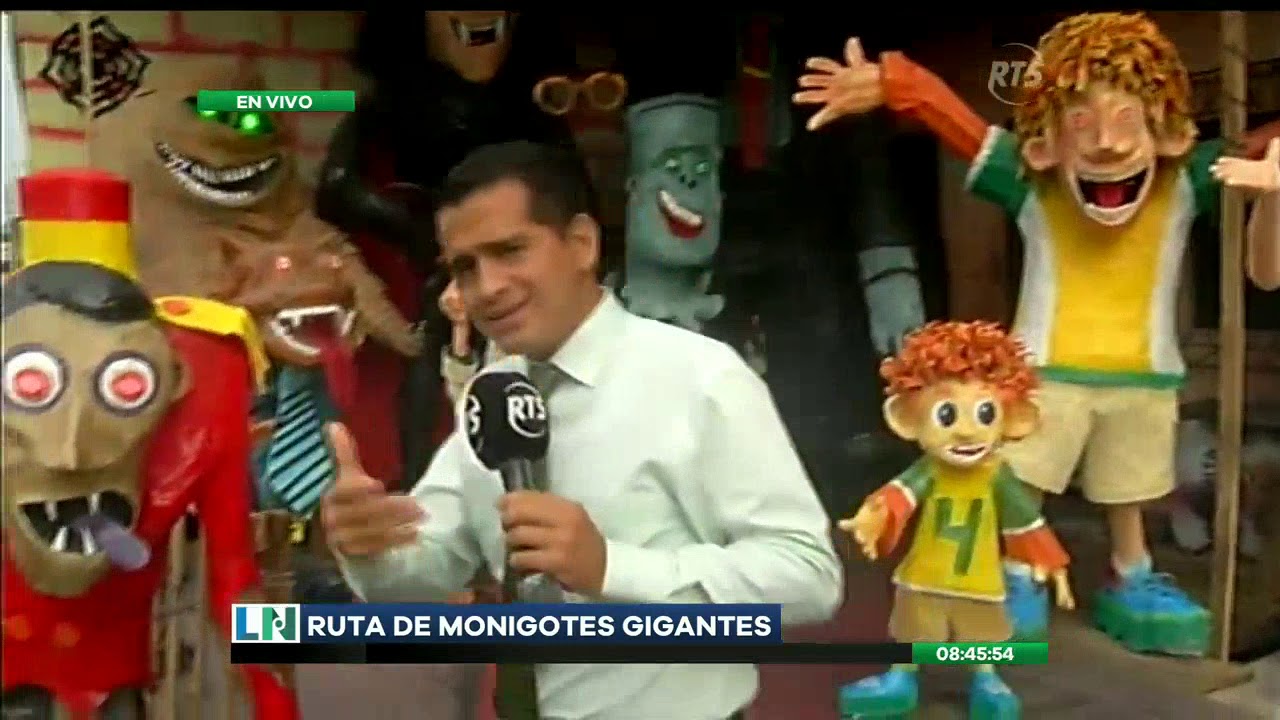 Recorremos la tradicional ruta de los Monigotes Gigantes - YouTube