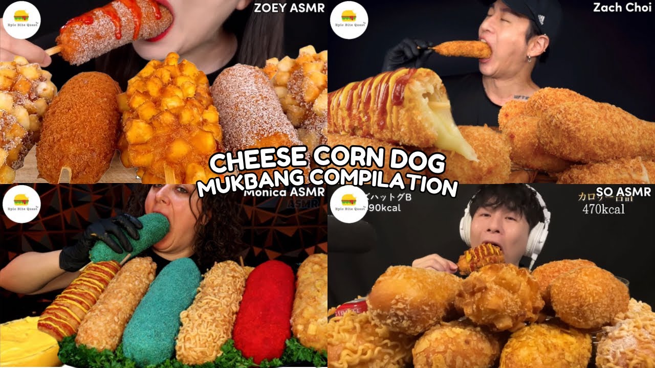ASMR | CHEESE CORN DOGS MUKBANG COMPILATION | - YouTube