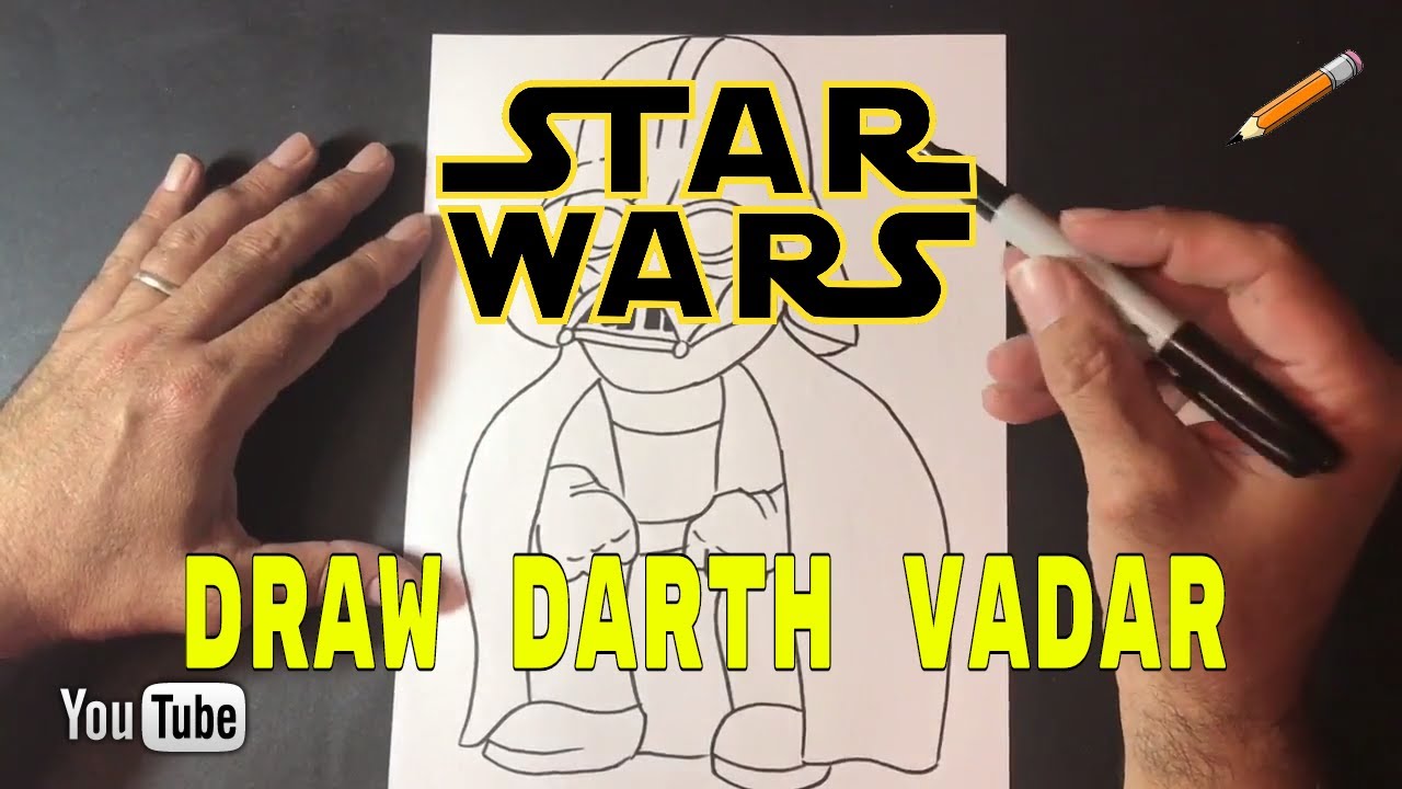 How to draw Star Wars Characters (Darth Vader) draw cartoon Darth Vader ...