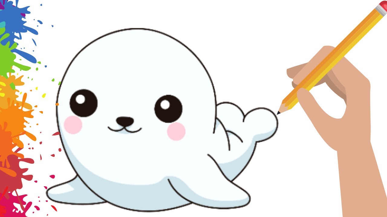 Foca bebé | Animalitos Kawaii | Aprender a dibujar fácil paso a paso ...