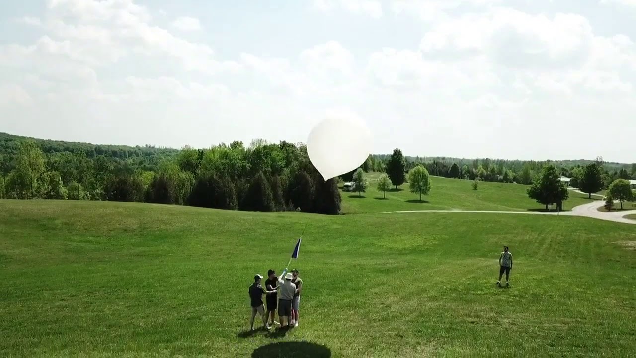 Drone footage of High Altitude Balloon launch 2 - YouTube