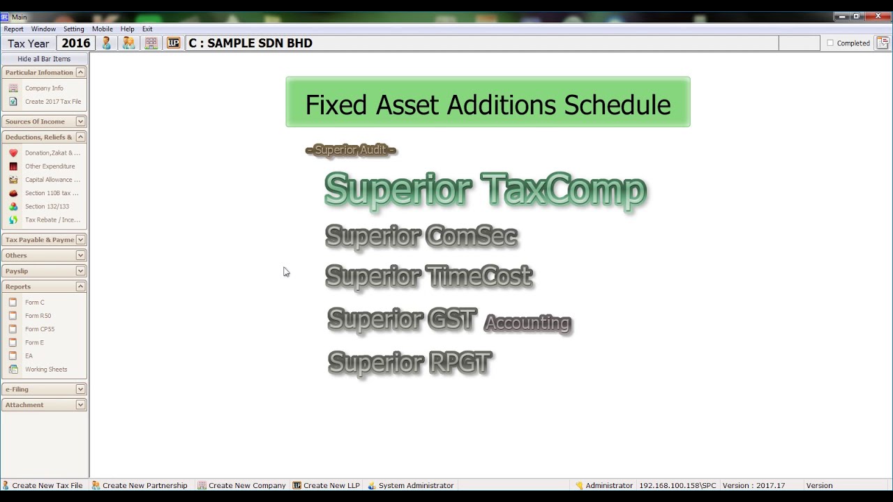Superior TaxComp - Fixed Asset Additions Schedule - YouTube