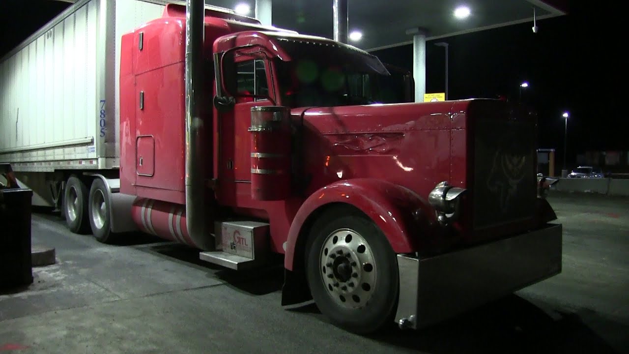 2004 Red Peterbilt 379 Custom At Truck Stop In Ontario - YouTube