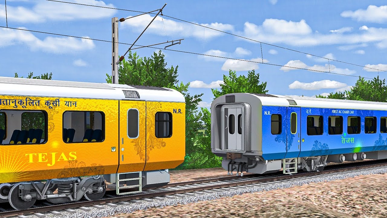 LHB TEJAS COACH COUPLE WITH TEJAS BLUE COACH|BUMPY RAILROAD|INDIAN ...