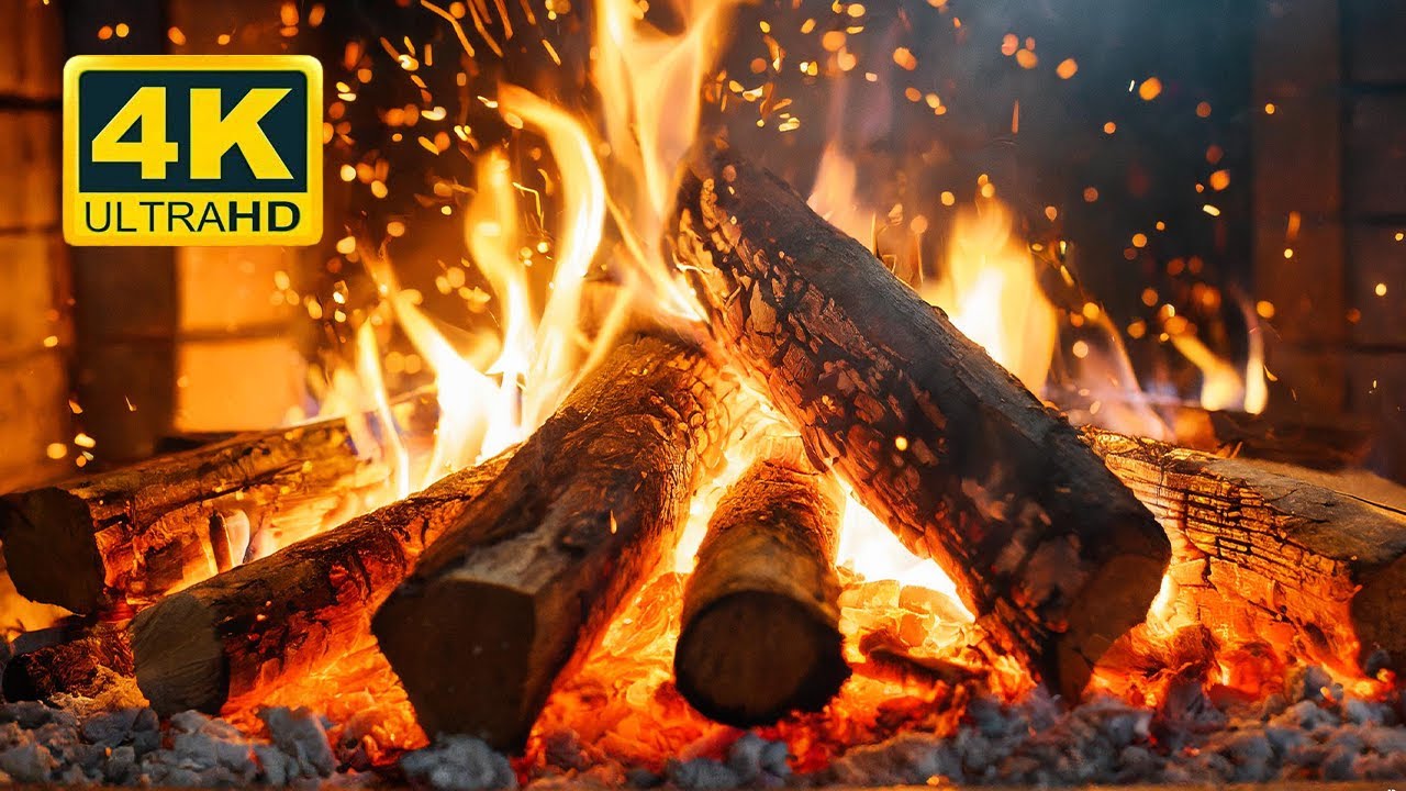 🔥 FIREPLACE BURNING 4K. Cozy Fireplace Relaxing with Crackling Fire ...
