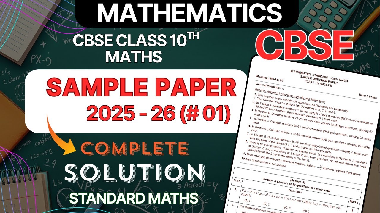 CBSE Class 10 Maths Standard Sample Paper Complete Solution 2025-26 ...