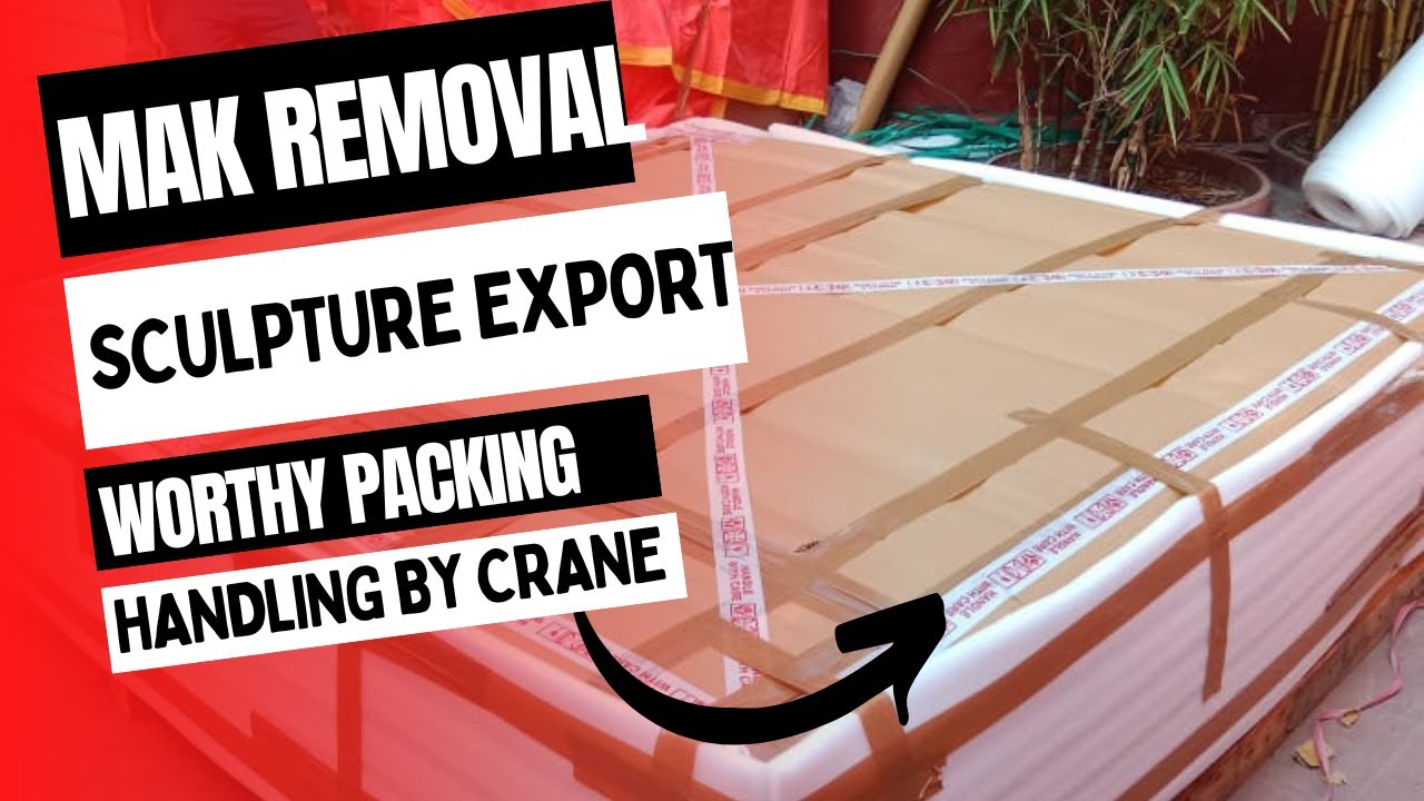 Sculpture export worthy packing and handling by crane - YouTube
