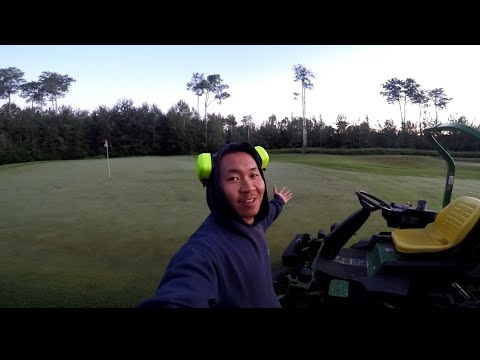 Working in Golf course Green mowing - YouTube