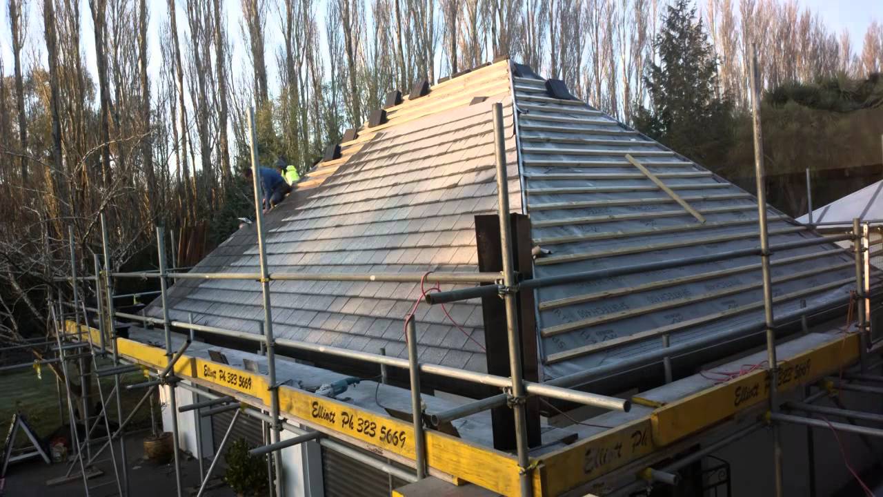 Time lapse Roofing Cambrian Slate Tiles - YouTube