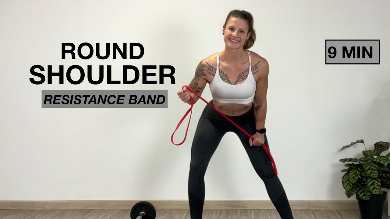 ROUND SHOULDER workout // round shoulder EXERCISES with RESISTENCEBAND ...