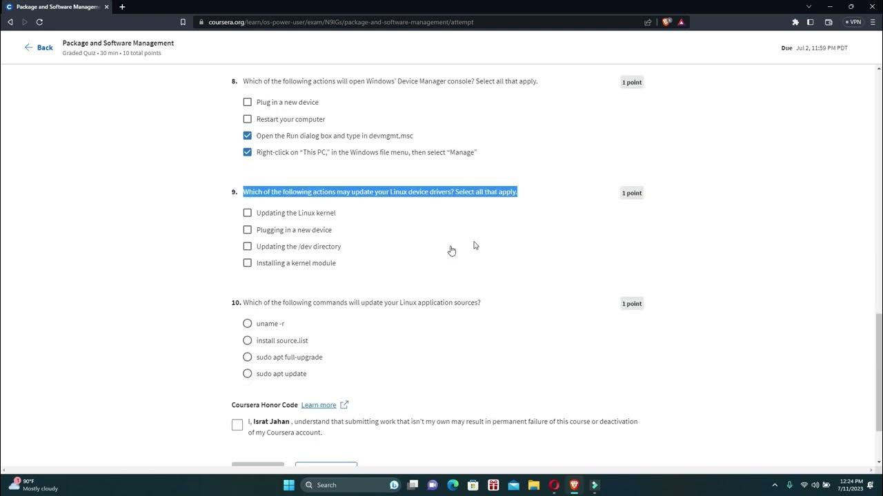 Package and Software Management week 3 quiz answers by Coursera | Google IT support - YouTube