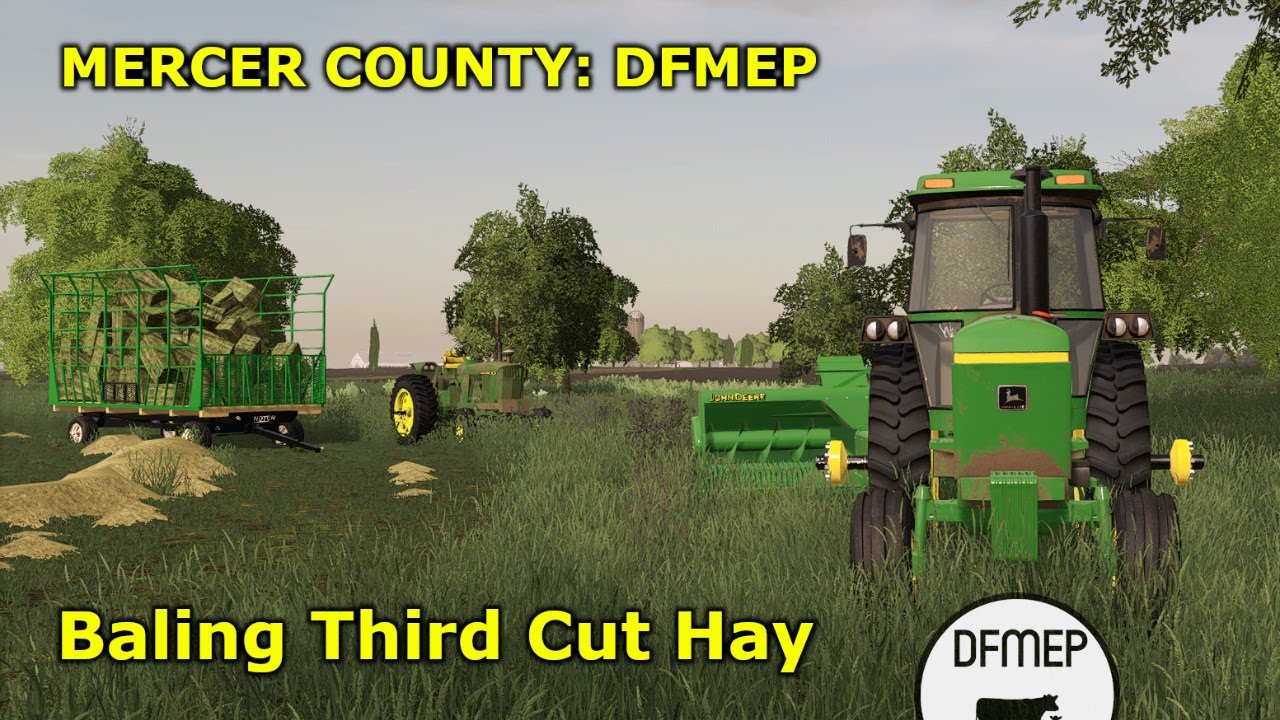 FS19|Mercer County DFMEP: Third Hay Cut Hay Baling - YouTube