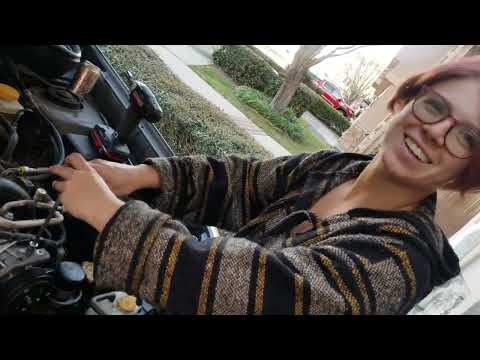 sexy blonde replaces coolant system