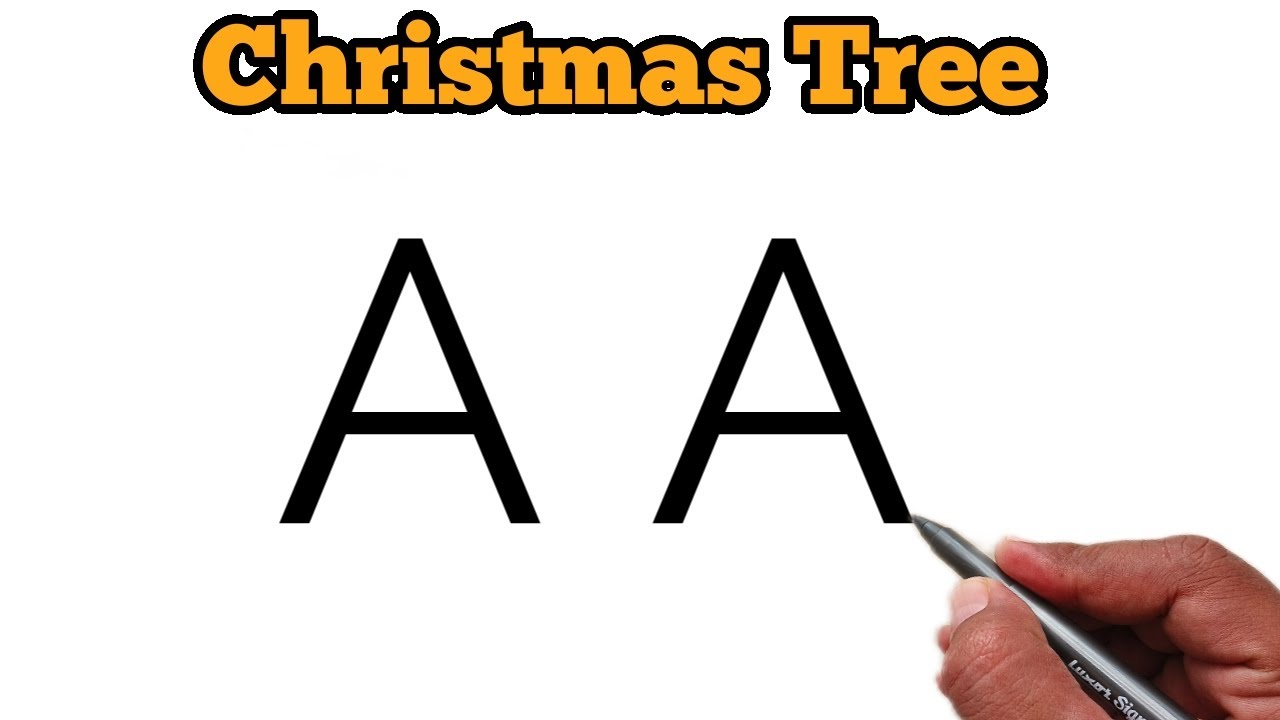 Christmas Tree Drawing from Letter A | Christmas Drawing Easy | Letter ...