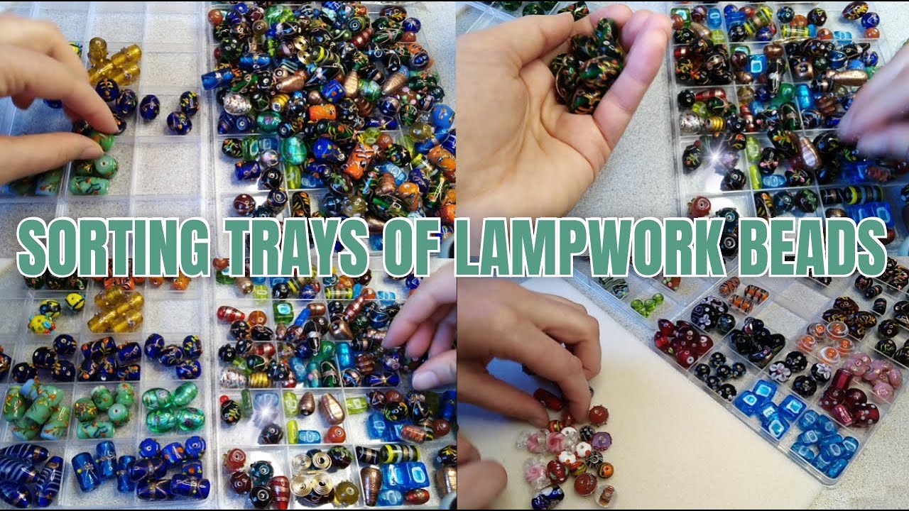 Sorting Trays of Lamp work Glass Beads - YouTube