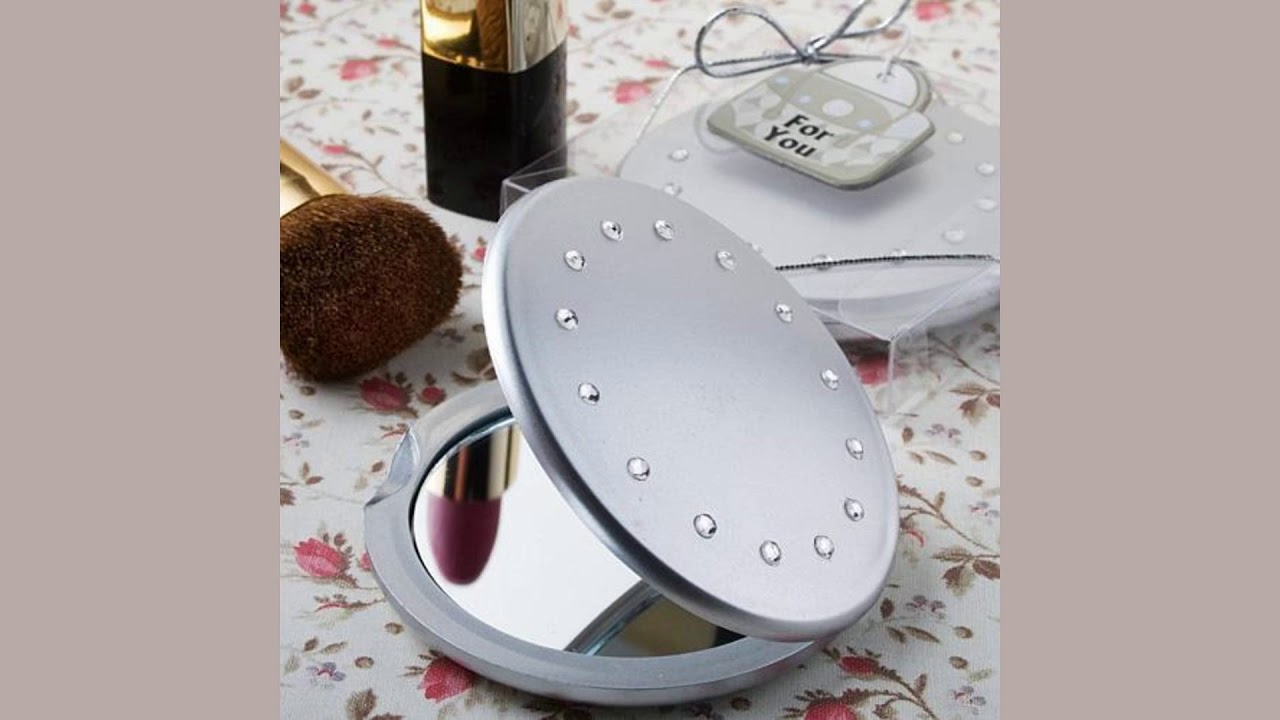 Classy Compacts Collection Compact Silver Matt Mirrors Favours - YouTube
