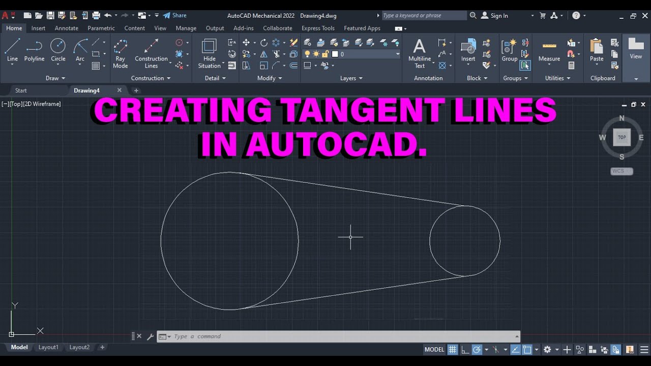 HOW TO CREATE TANGENT LINES IN AUTOCAD - YouTube