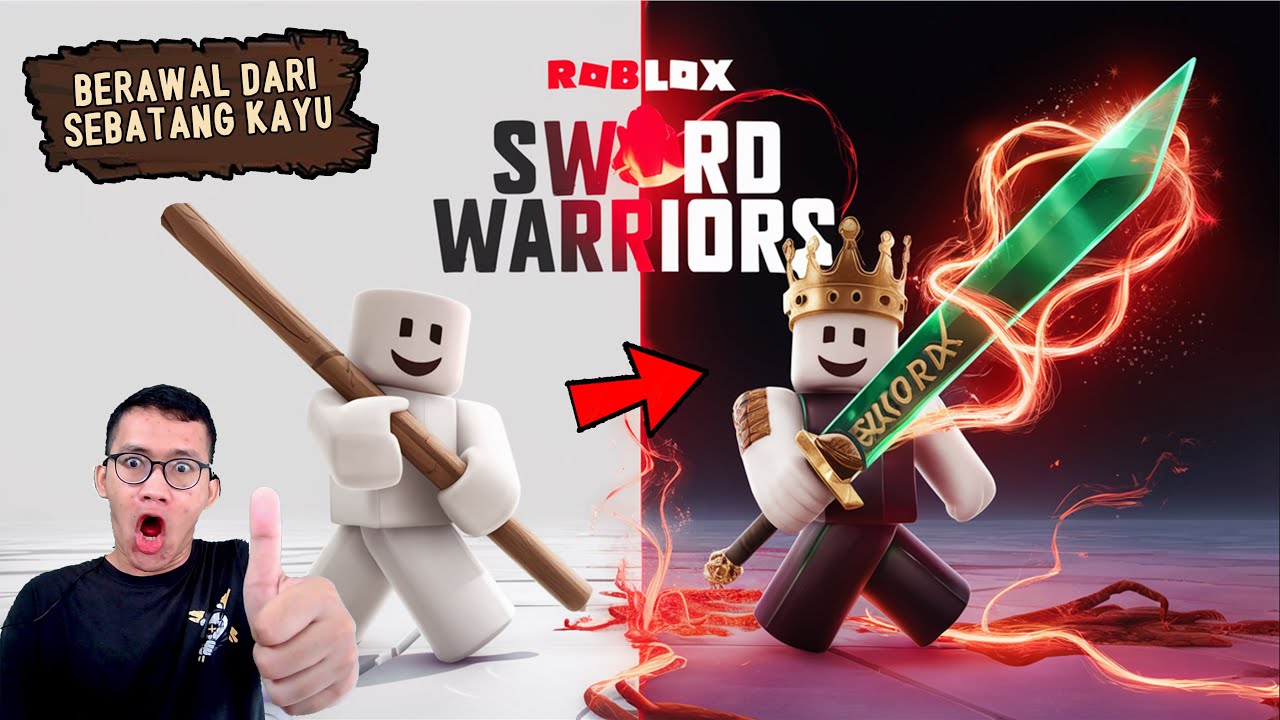 Prajurit Perang Pakai Batang Kayu menjadi PEDANG BESI?| Roblox Sword ...