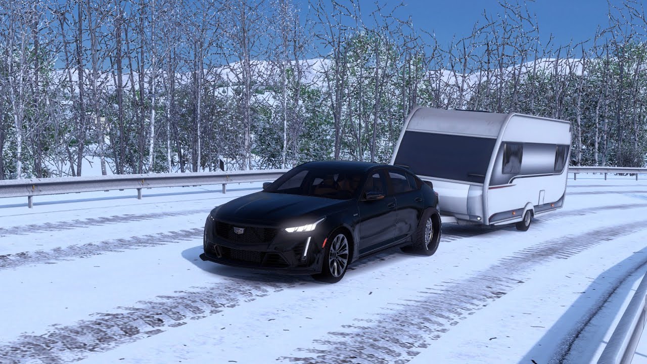 [ETS 2] Cadillac CT5-V Black Wing 2022_Trailer motorhome Delivery - YouTube