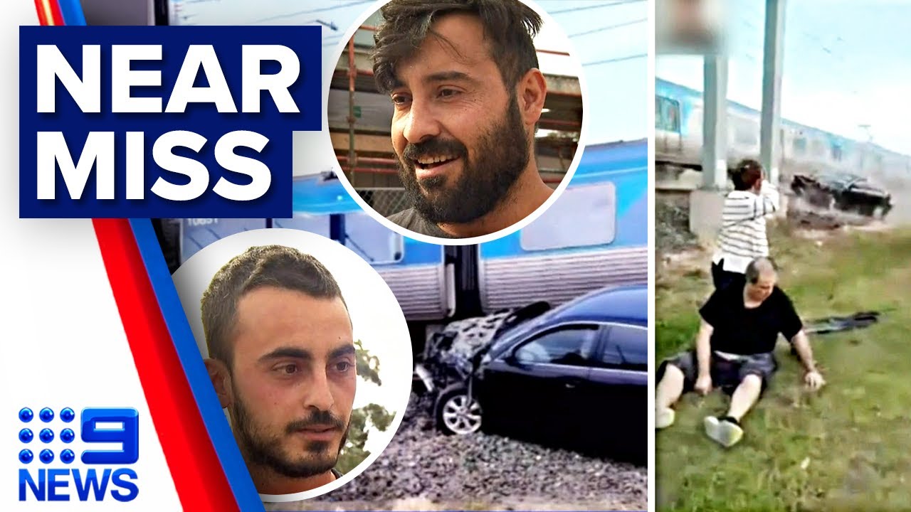 Melbourne driver rescued moments before train hits car | 9 News ...