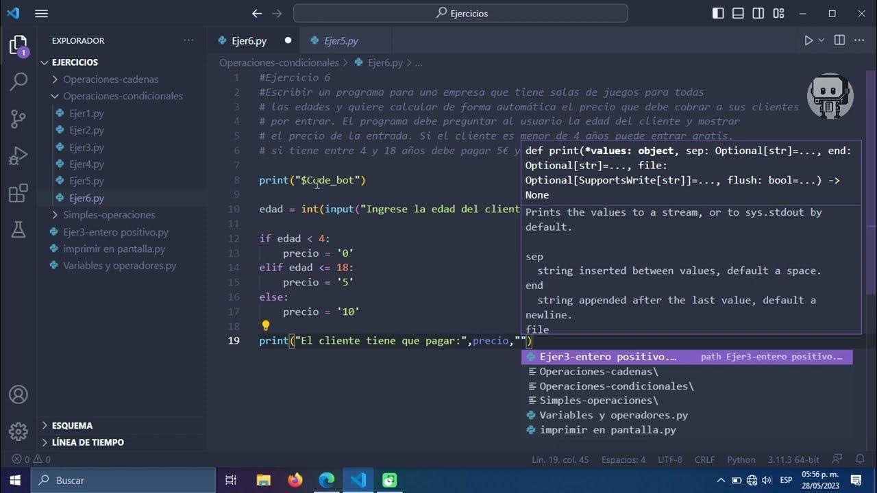 PROGRAMA EN PYTHON | PRECIO DE UNAS ENTRADAS / ASMR - YouTube