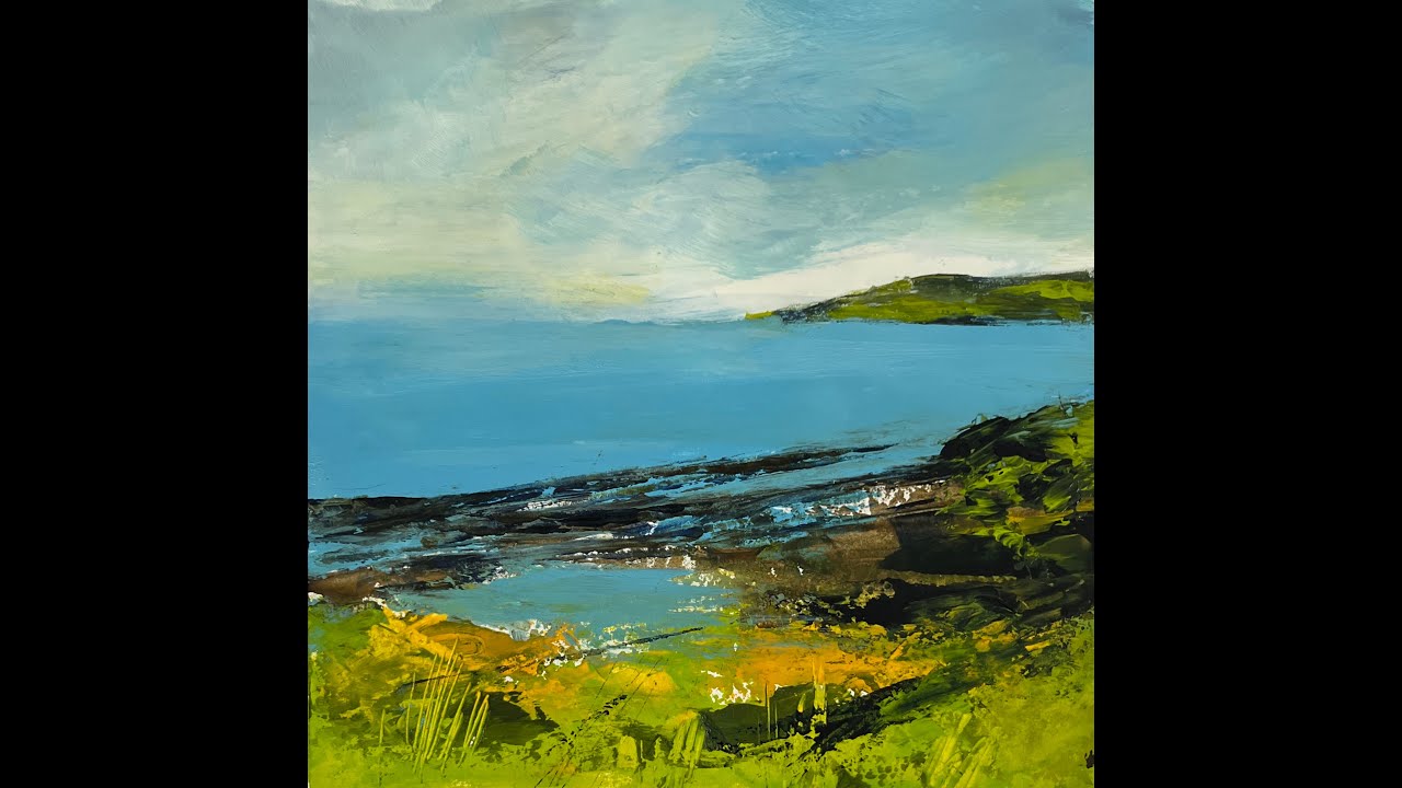 Painting a rocky shoreline in acrylics - YouTube