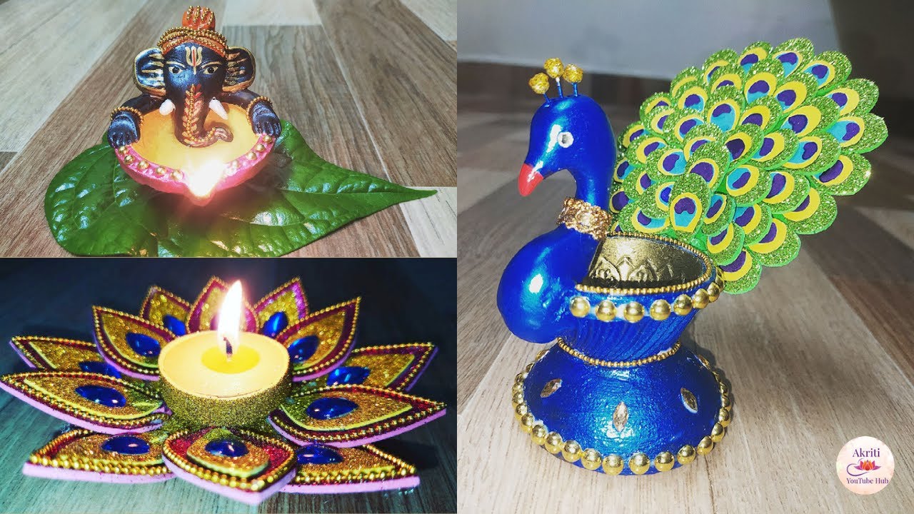 Diya Decoration Ideas|Diwali Decoration Ideas|Diwali Crafts Ideas|DIY ...