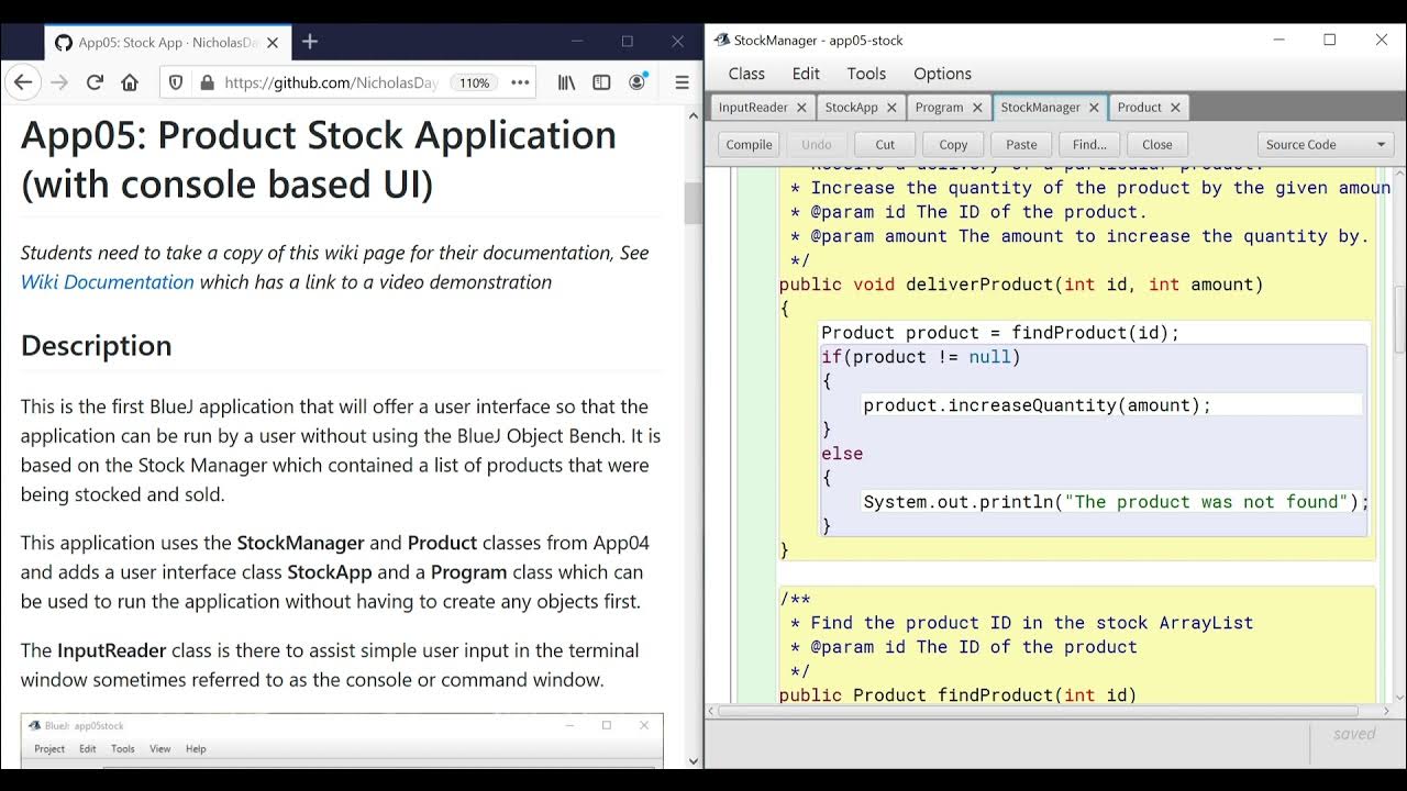BlueJ - Getting started with App05 (StockApp) - YouTube