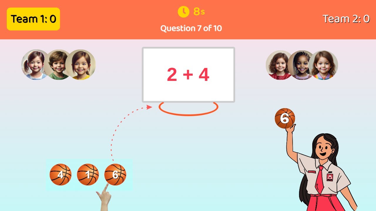 Interactive math Addition teamwork game for Kindergraten and 1st grade ...
