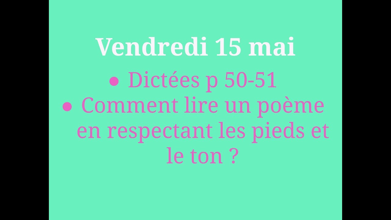 1505 Dictée et leçon sur la lecture expressive d'un poème. - YouTube