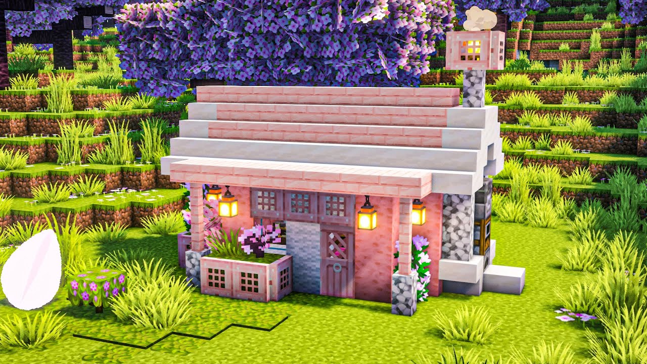 Minecraft Cozy Cherry Blossom Multiplayer Base (House Tutorial) - YouTube