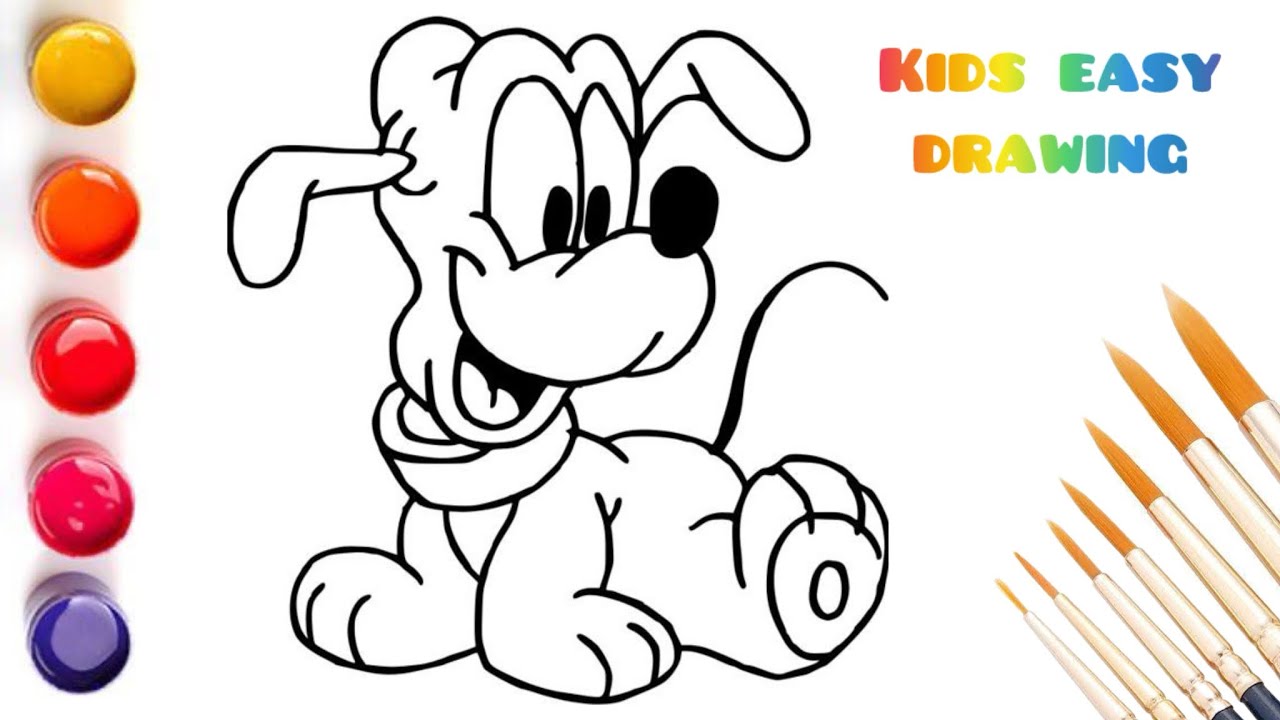 Micky dog 🐕: How to draw | Colouring | Painting for kids and toddlers ...