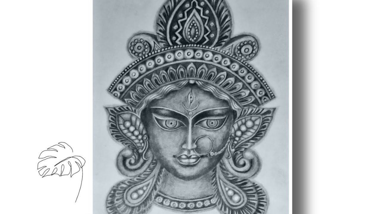 How to draw realistic face drwing easy maa Durga portrait drawing time ...