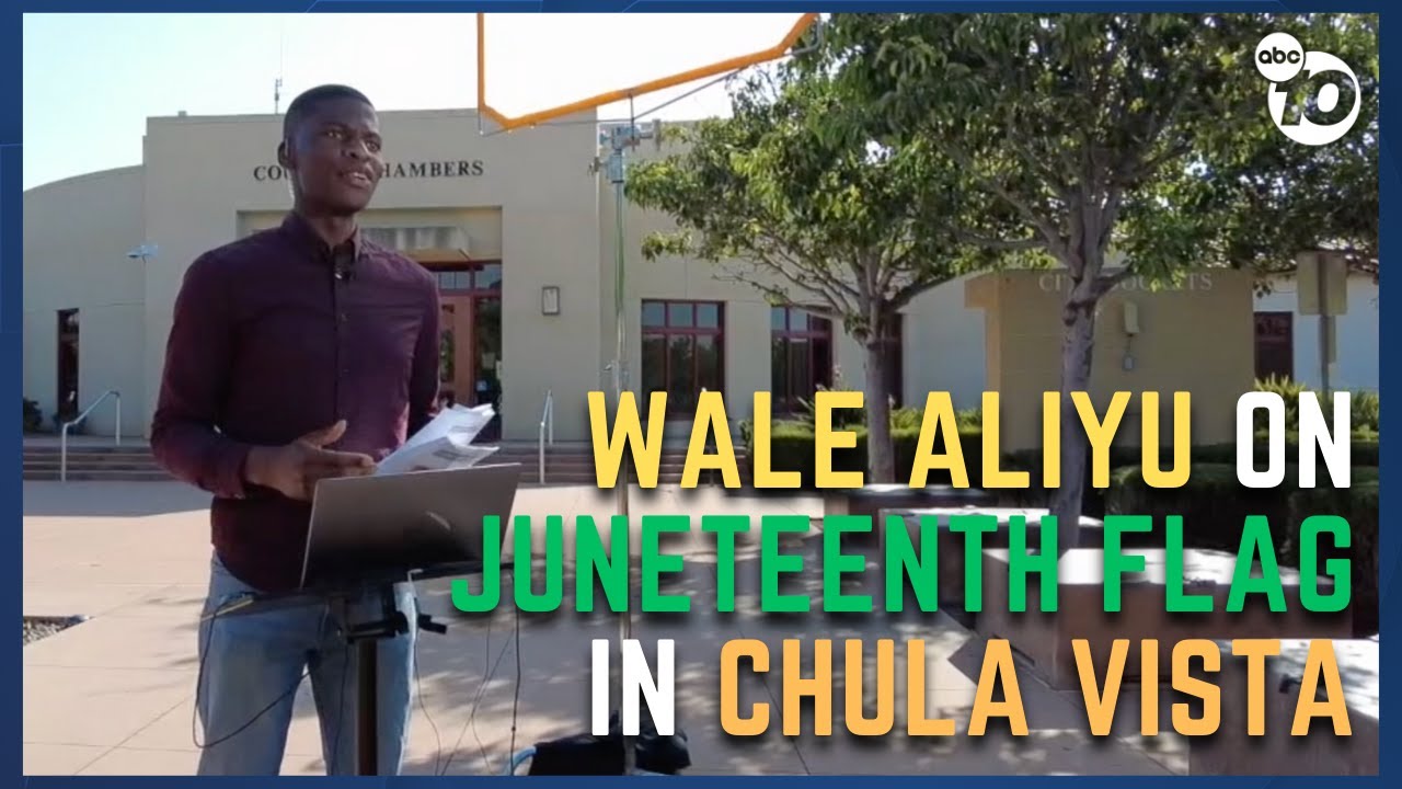 Anchor Wale Aliyu reports on Juneteenth flag raising at Chula Vista ...