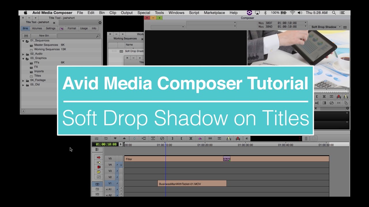 Soft Drop Shadow on Titles in Avid Media Composer Tutorial - YouTube