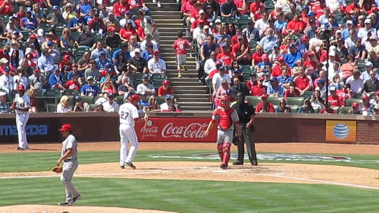 Texas Rangers 2013 Home Opener - Lance Berkman Double Fall in Front of ...