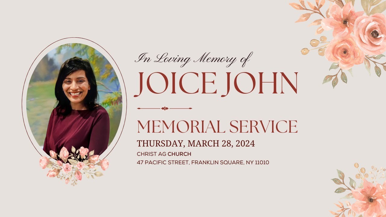 Memorial Service | Joice John | Thursday, March 28, 2024 - YouTube