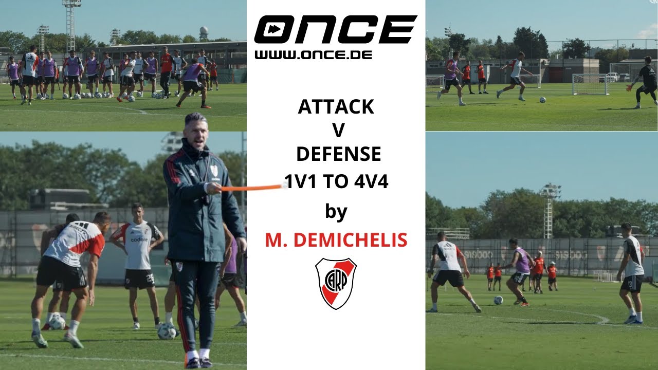 River Plate - 1v1 to 4v4 attack v defense by Martín Demichelis - YouTube