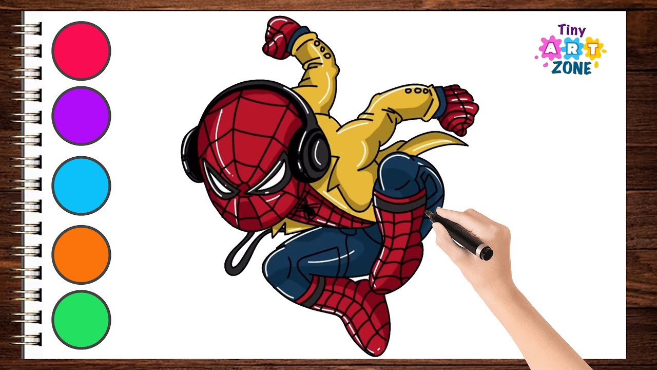 How to Draw SPIDER MAN Easy for kids / Tiny Art Zone - YouTube