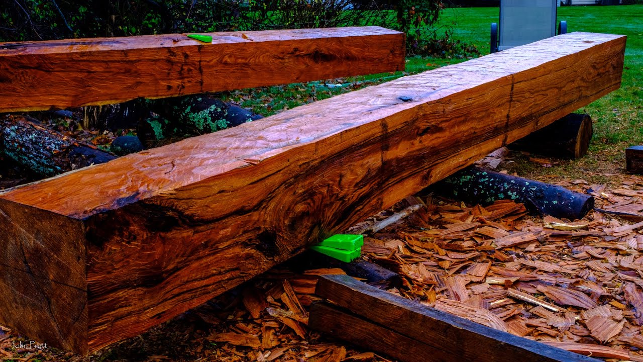 Hewing a 12" x 12" x 14ft Red Oak Timber. Part 2. - YouTube