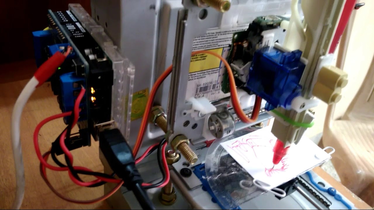 Arduino DIY mini CNC drawing plotter homemade with used DVD writer ...