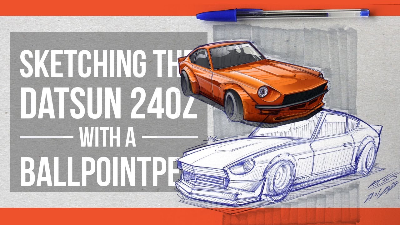 Datsun 240Z Ballpoint Pen Sketch - YouTube