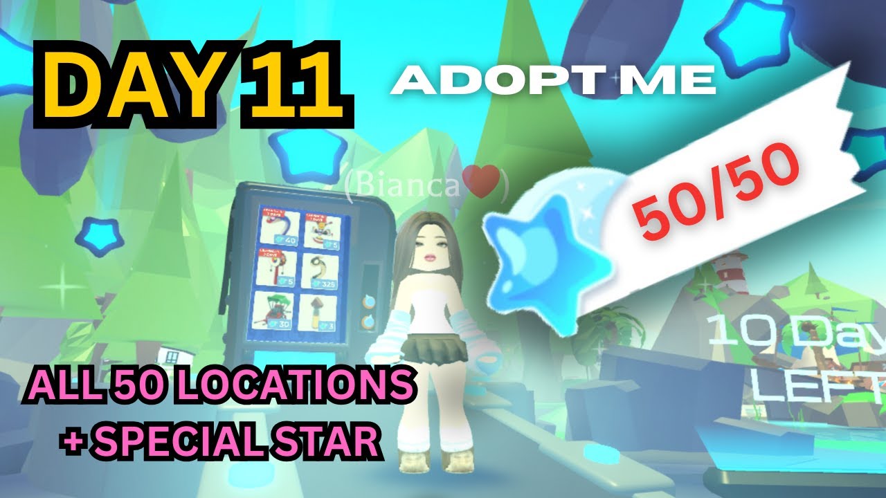 DAY 11 ALL 50 SHOOTING STAR LOCATIONS IN ADOPT ME! - YouTube