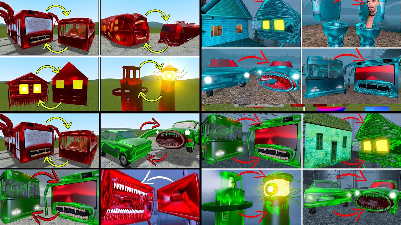NEW COLORED EVERYTHING TURNED INTO MONSTERS! - CAR EATER, CHOO CHOO ...