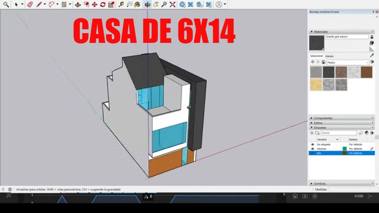 diseñando una volumetría para vivienda de 6x14 en sketchup - YouTube