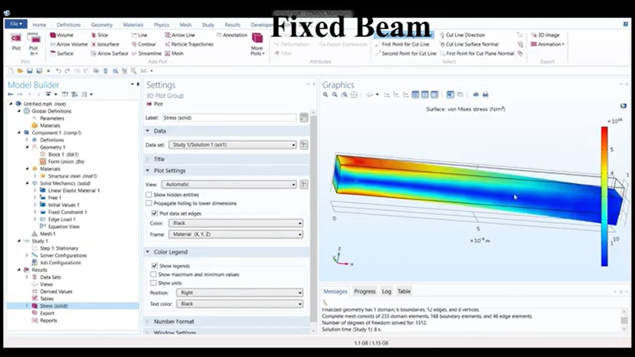 COMSOL : Static Structural Analysis of Cantilever Beam , Simply ...
