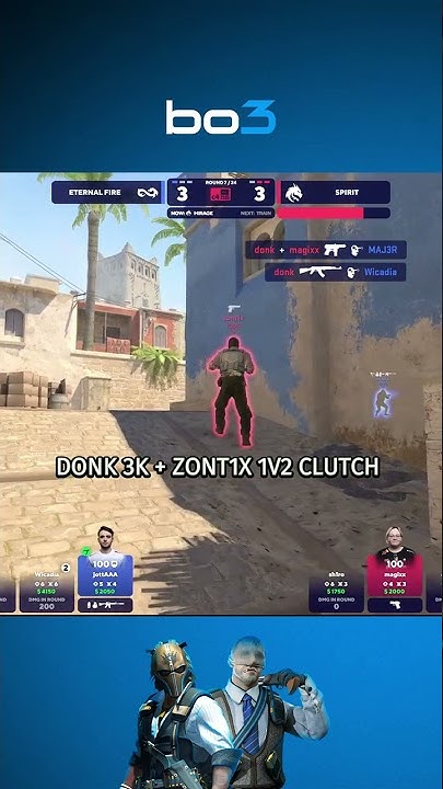 🔥DONK 3K + ZONT1X 1V2 CLUTCH! #cs2 #donk #zont1x - YouTube