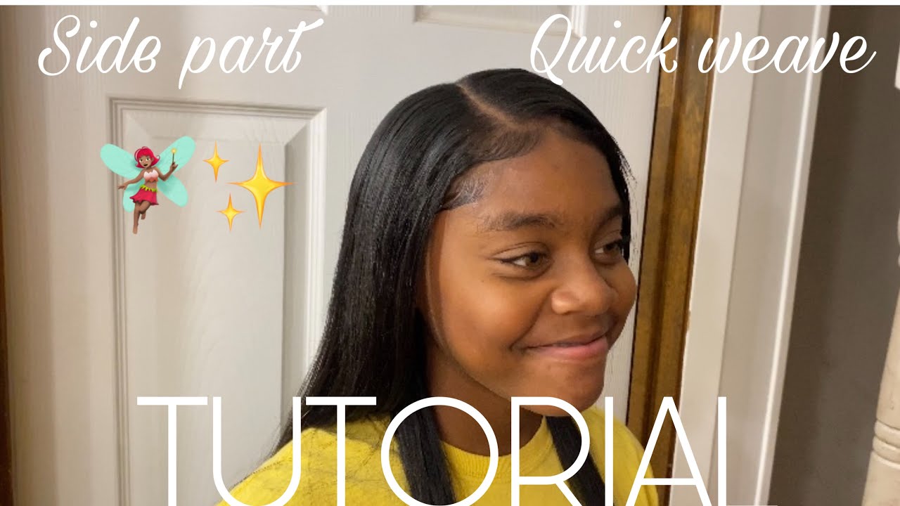 How to do a quick weave side part - YouTube