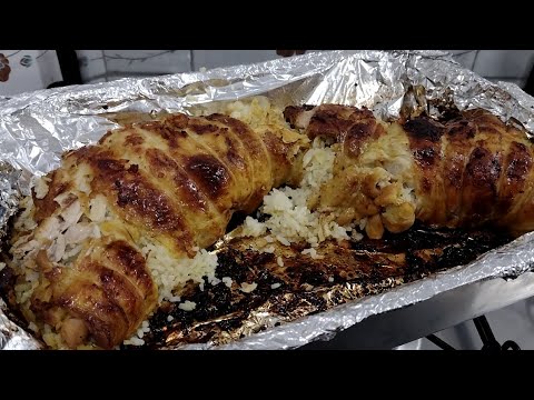 Frango desossado recheado com sobra de arroz e dica da BIBI - YouTube