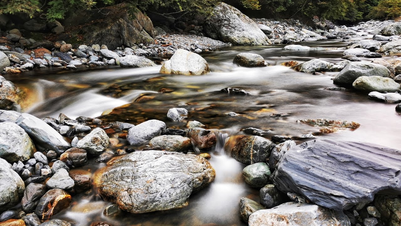 12 Hours Water Stream Through Stones Blackscreen | Calming Sounds for ...